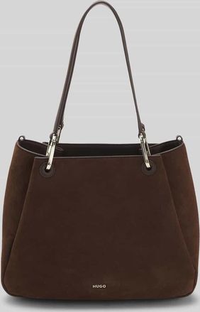 HUGO BOSS Henkeltasche in Velours-Optik mit Leder-Anteil