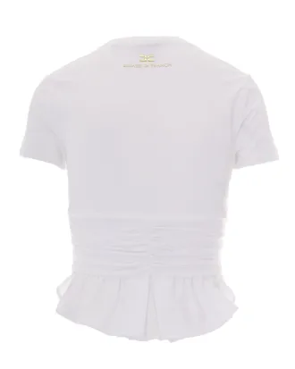 Elisabetta Franchi Womens T-Shirt Gioiello Chalk Cotton Top