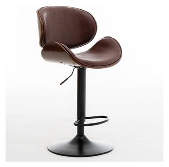 Generic Verstellbare Drehhocker, gepolsterter K&uuml;chenbarhocker im Mid-Century-Stil mit R&uuml;ckenlehne und PU-Lederbezug, einfache Montage f&uuml;r den Essbereich