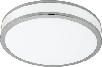 Eglo LED Deckenlampe Palermo 2, 1 flammige Deckenleuchte, Material: Stahl und Kunststoff, Farbe: Chrom, weiß, Ø: 28 cm