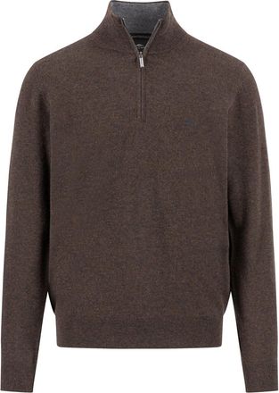 Fynch-Hatton Troyer aus Kaschmir-Mix mit Rei&szlig;verschlusskragen Dark Chocolate / 3XL