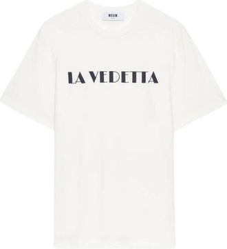 Msgm Msgm, Homme, Tops, Blanc, Taille: S T-shirt ras du cou brod&eacute; avec slogan