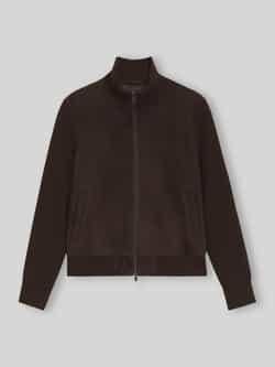 HUGO BOSS Lederjacke aus Ziegenvelours mit Strickeins&auml;tzen