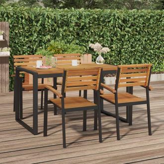 vidaXL Vidaxl - Table de jardin et pieds en forme de u 140x80x75 cm bois acacia