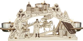 Rudolphs Schatzkiste Teelichthalter DREI Haseln&uuml;sse f&uuml;r Aschenbr&ouml;del 3 Teelichter BxHxT 24x11,5x6,5cm NEU Lichterbogen Fensterbogen Spitzbogen Erzgebirge Weihnachten Bergb