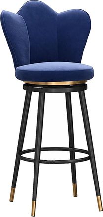Generic Barhocker, drehbar, bl&uuml;tenf&ouml;rmige R&uuml;ckenlehne, K&uuml;cheninsel-Hocker in Tresenh&ouml;he mit Fu&szlig;st&uuml;tze und schwarzen Metallbeinen f&uuml;r Kneipe, Hausbar, Esszimme