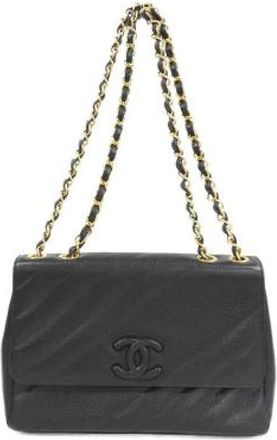 Chanel Sac port&eacute; &eacute;paule Pre-owned en cuir Caviar - Femme - Pre-owned - Noir - Taille: ONE Size