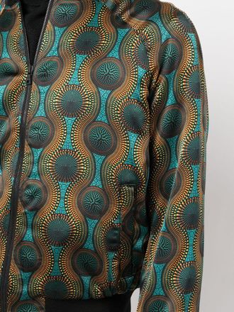 Ozwald Boateng Geometric-Print Silk Jacket - teal