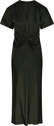 Victoria Beckham Femme, Robes, Vert, Taille: 38 FR Robe Midi Bella &agrave; Col V