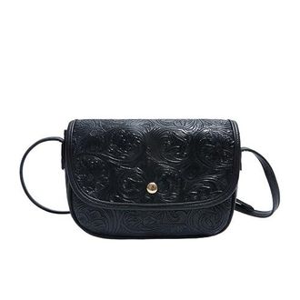 Generic Sac &agrave; bandouli&egrave;re en cuir synth&eacute;tique pour femme et fille - Noir