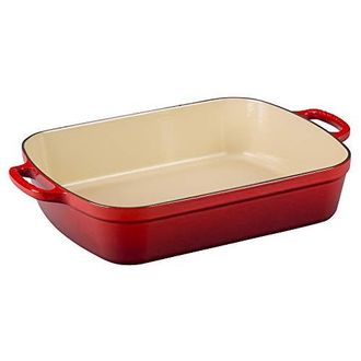 LE CREUSET Le Creuset Plat Signature Rectangulaire en Fonte Émaillée, 37 cm, 6,6 L, 4,74 kg, Cerise, 20184370602422