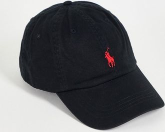 Polo Ralph Lauren Schwarze Baseball-Kappe mit rotem Spieler-Logo