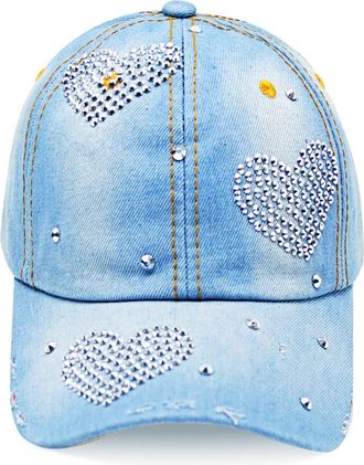 Glamexx24 Jeans Baseball Cap Damen Verstellbare Basecap mit Strasssteinen Atmungsaktive Baumwolle Baseballkappe f&uuml;r Outdoor Running Tennis Golf