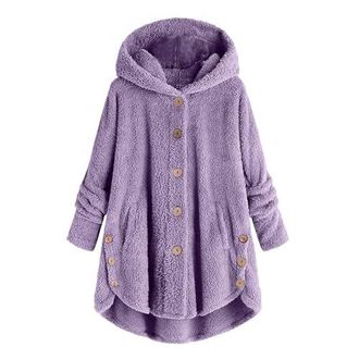 Generic Veste polaire chaude et pelucheuse pour femme - Grande taille - Manteau en polaire confortable &agrave; boutons - Haut Sherpa tendance 2025 - Cadeau de No&euml;l,