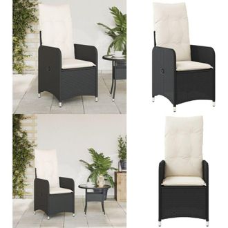 vidaXL Gartensessel Verstellbar mit Kissen Schwarz Poly Rattan - Gartenstuhl - Relaxsessel - Loungesessel - Outdoor M&ouml;bel - Gartenm&ouml;bel - Home & Living