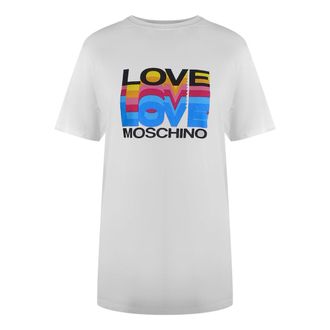 Moschino Love T-shirt, Wei&szlig;, Gro&szlig;es, Farbenfrohes Love-logo
