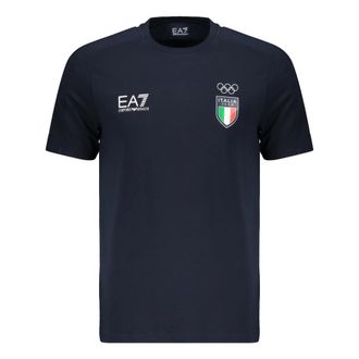 Emporio Armani Kurzarm-T-Shirt mit Logo - - Tops - Herren - Blau - XS