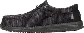 HeyDude Wally Stretch Sox - Chaussures pour Hommes - Baskets avec Semelles Confortables - Style Mocassin, Black/Black, 43