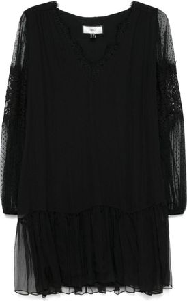 Nissa Minikleid mit Sheer-&Auml;rmeln - Schwarz