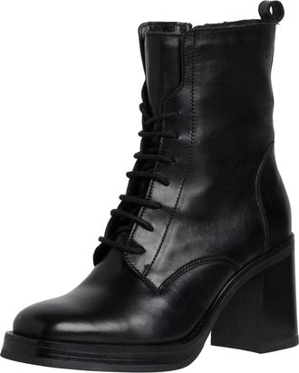 Tamaris Damen Schnürstiefel mit Absatz Leder Blockabsatz; BLACK/schwarz; 37 EU