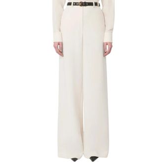 Max Mara Femme, Pantalons, Blanc, Taille: 42 FR Amico Wide Pantalons