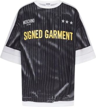 Moschino unisex, Tops, Gris, Taille: XL T-shirt imprim&eacute; en jersey de coton