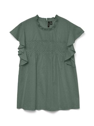 Vero Moda Damen Vmtrine Sl Lace WVN Ga Noos Top, Laurel Wreath, X-Large