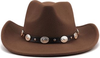 Dreshow Fedora-Hut mit breiter Krempe für Damen Gürtelschnalle Retro-Panama-Schlapphut