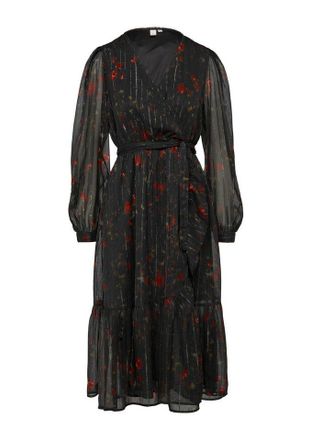 QS by s.Oliver Midikleid Kleid Chiffon-Kleid in Wickel-Optik mit Elastikbund