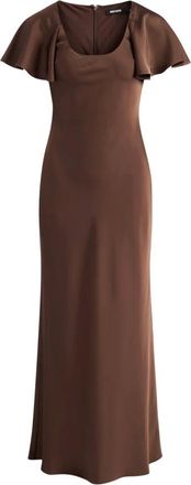 Rotate Rotate Birger Christensen, Femme, Robes, Brun, Taille: 34 FR Satin Flowy Sleeve Dress