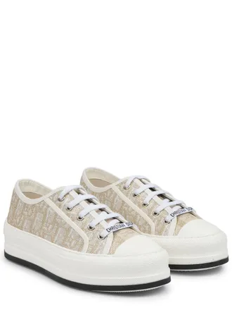 Dior Logo-Embroidered Canvas Sneakers - Gold