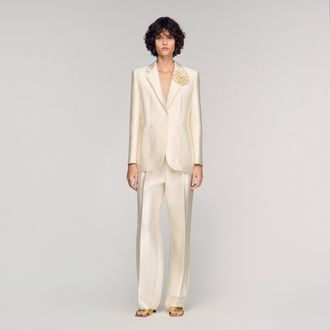 Sandro Veste satin&eacute;e &agrave; d&eacute;tail fleur