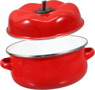 SOLUSTRE Multifunktionaler Emaille -suppen -topf Mit Deckel Ideal Für Eintöpfe Und Nudelsuppe Vintage -design Für Induktion Kochen Ideal Für Die Heimküche 20 C