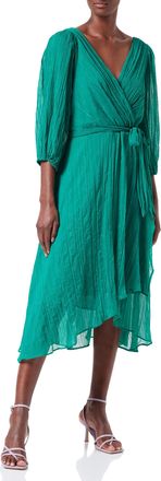 DKNY Womens DD1JA570 Ballon Sleeve Regular Fit Dress Cocktail, Green Crystal, 32