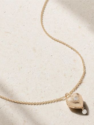 Pers&eacute;e Locket Kette Aus 9 Karat Gold Mit Diamant