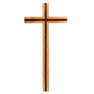 Garneck Holzkreuz Wandkreuz aus Massivem Holz Handgefertigt Verformungsbest&auml;ndig und Glatt Christliches Wanddekor f&uuml;r Zuhause Kirche und B&uuml;ro Holzfarbe