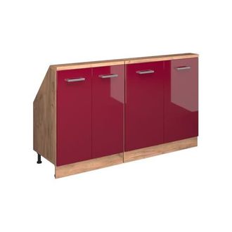 Vicco Meuble sous Pente R-Line, Rouge Brillant/Chêne doré, 140cm Lot de 2