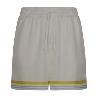 Casablanca Tennis Landscape Seiden-Shorts - - Shorts - Herren - Wei&szlig; - S