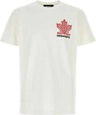 Dsquared2 T-shirt en coton avec logo - Homme - Tops - Blanc - Taille: L