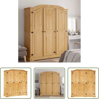 vidaXL Kiefernholz Kleiderschrank - Kleiderschrank Mexiko-Stil Kiefernholz 3 T&uuml;ren