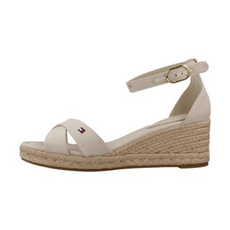 Tommy Hilfiger Femme, Chaussures, Beige, Taille: 40 EU Mid Wedge Espad X Cross
