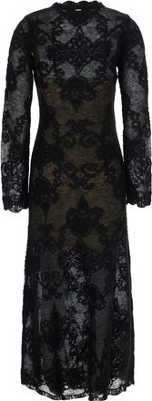 Twinset Lace V-Neck Long Sleeve Dress - Black