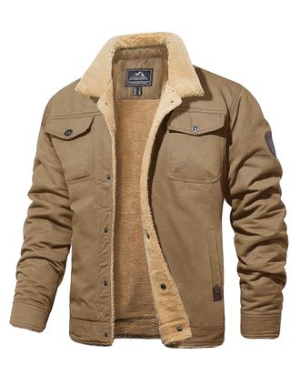 Magcomsen Herren Outdoor Fliegerjacke Warme Fleecejacke Gefüttert Winter Jacken Lässig Militär Jacke Herren Dick Taktische Jacken mit Stehkragen Retro Winddicht