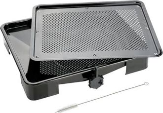 Zenker 7205 R&ocirc;tissoire, Plat &agrave; four &agrave; r&ocirc;tisserie avec grille et siphon de vidange, Noir, Email, 39x33cm