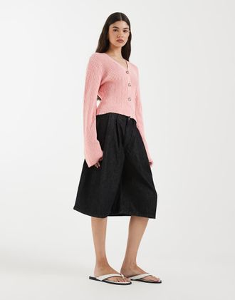 & Other Stories Gerippte Strickjacke in Rosa