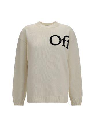 Off-white Womens Crewneck Sweater Bookish Shared Ivory-Black Merino Wool (ovis Aries) Ivory/black