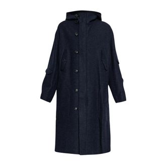 Yohji Yamamoto Wollmantel Mit Kapuze - - Coats - Herren - Blau - S