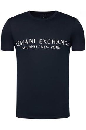 A|X Armani Exchange T-Shirt &agrave; Manches Courtes pour Homme avec Logo Milan New York et col Rond, Bleu Marine, XL