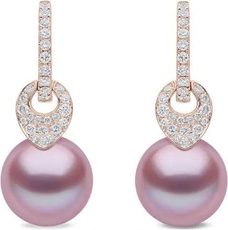 Yoko London boucles doreilles Jazz en or rose 18 ct &agrave; perle et diamants