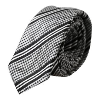 Dolce & Gabbana Gestreiftes Seidenkrawatte mit Logodetails - - Accessories - Herren - Wei&szlig; - ONE SIZE
